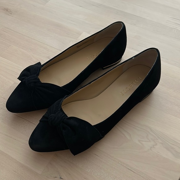 Talbots | Shoes | Black Suede Flats With A Gold Heel Mans Made Outsole ...